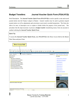 Fillable Online Budget Transfers: Journal Voucher Quick Form (FGAJVCQ ...