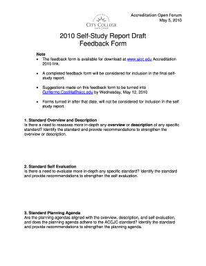 Fillable Online jaguar sjcc 2010 Self-Study Report Draft Feedback Form ...