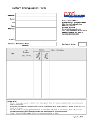 Fillable Online Configuration Form - Omni Instruments Fax Email Print ...