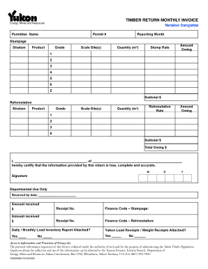Fillable Online Timber return monthly invoice YG5008 Forestry Fax Email ...