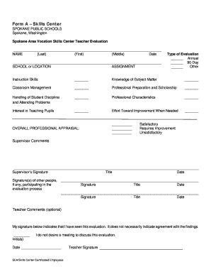Fillable Online spokaneschools Form A Skills Center - Spokane Public Schools Fax Email Print ...