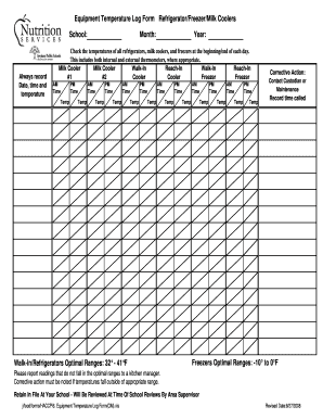Fillable Online spokaneschools 6. Equipment Temperature Log Form(OM ...