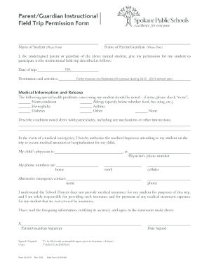 Fillable Online spokaneschools Field Trip Permission Form - Spokane Public Schools ...
