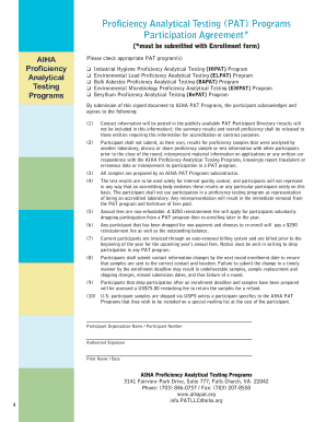 Fillable Online aihapat PROFICIENCY ANALYTICAL TESTING (PAT) The PAT ...