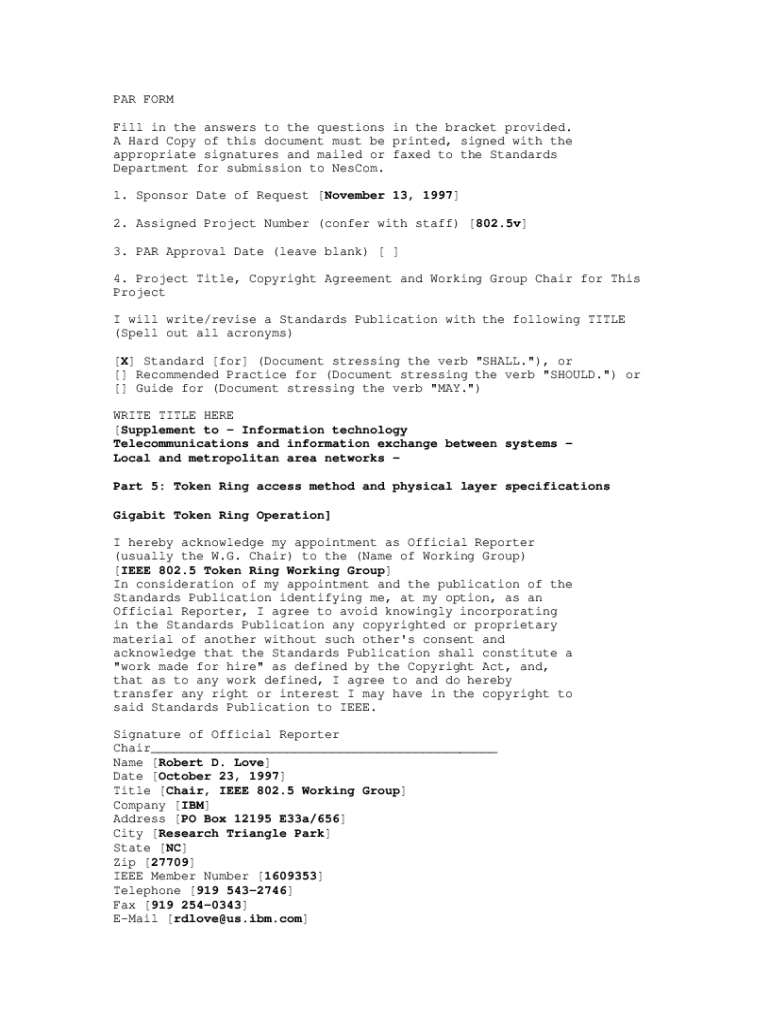 Fillable Online PAR FORM Fill in the answers to the questions in the ...