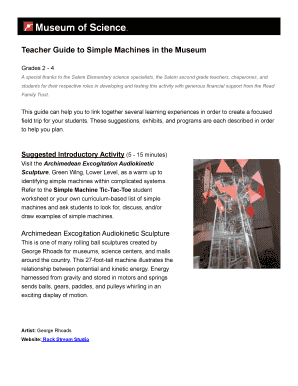 Fillable Online mos Teacher Guide to Simple Machines in the Museum ...