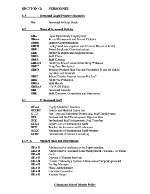 Fillable Online gilmanton k12 nh SECTION G: GA PERSONNEL Personnel ...