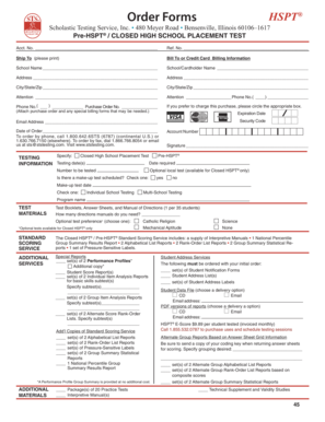 Fillable Online PreHSPT CLOSED HIGH SCHOOL PLACEMENT TEST Fax Email ...