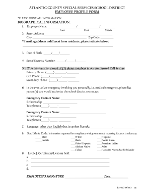 Fillable Online EMPLOYEE PROFILE FORM Fax Email Print - pdfFiller
