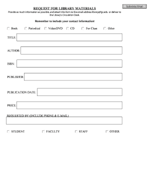 Fillable Online fgc REQUEST FOR LIBRARY MATERIALS Fax Email Print - pdfFiller
