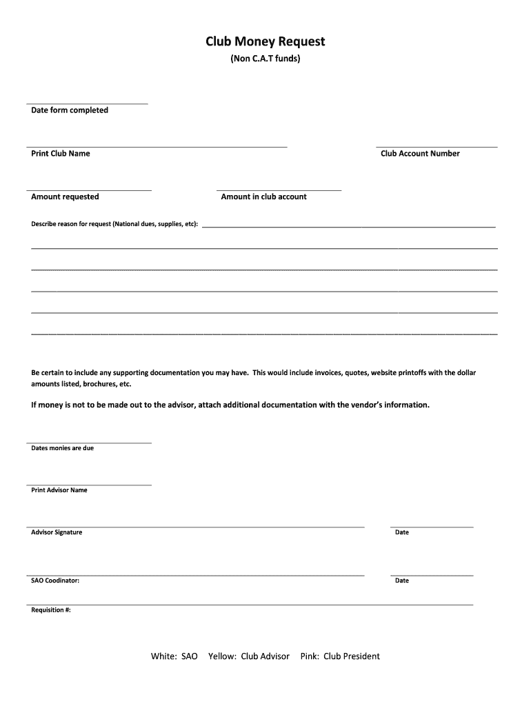 Fillable Online fgc Club Money Request Fax Email Print - pdfFiller