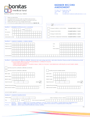 Fillable Online Bonitas Amendment Form - Class Med Fax Email Print ...