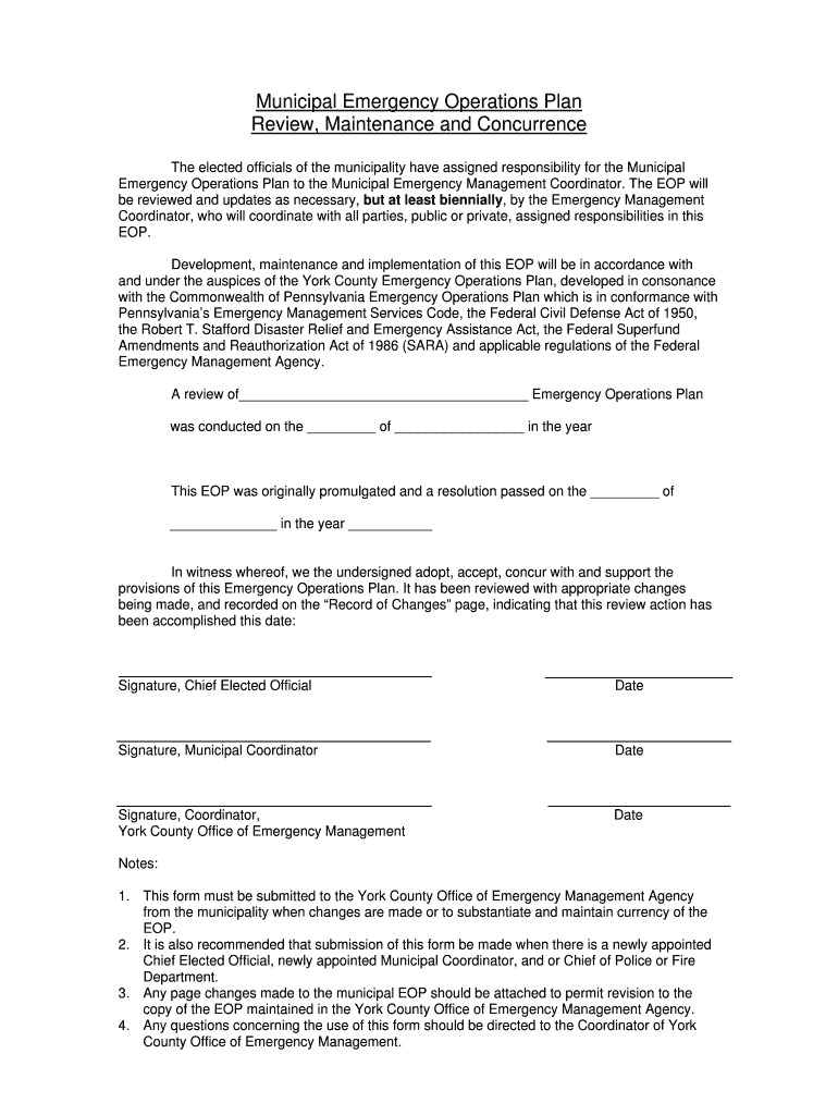 Fillable Online Municipal Emergency Operations Plan - Emergency Services Fax Email Print - pdfFiller
