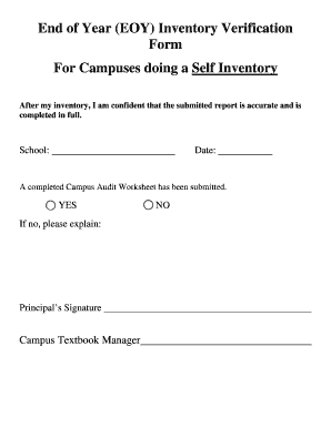 Fillable Online nisd 2001 End of Year (EOY) Inventory Verification Form ...