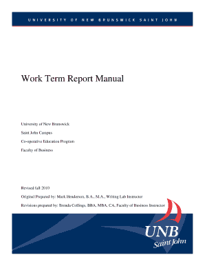 Fillable Online Work Term Report Manual Fax Email Print - pdfFiller
