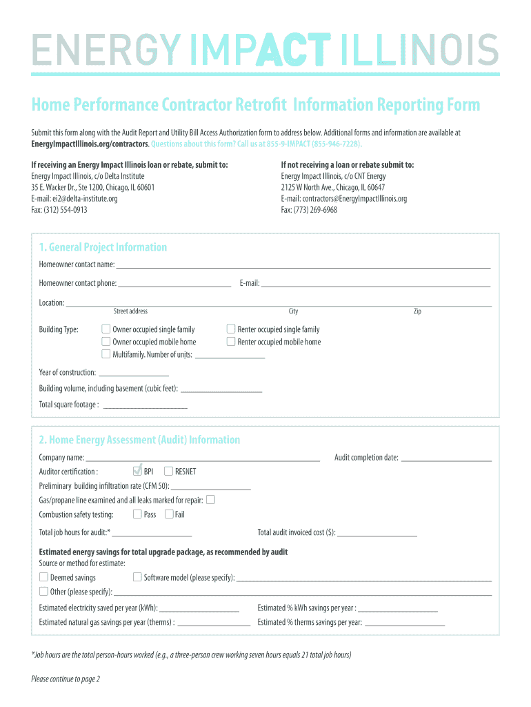 Fillable Online energyimpactillinois Home Performance Contractor ...