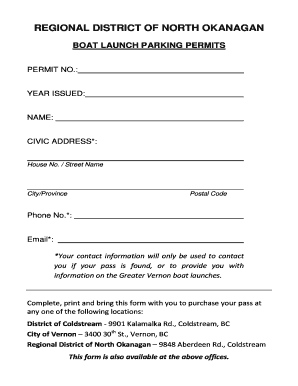 Fillable Online Boat Launch Parking Permit - Regional District of North ...