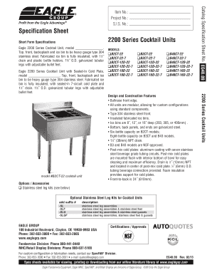 Fillable Online 2200 Series Cocktail Units Specification Sheet Fax ...