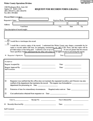 Fillable Online co weber ut REQUEST FOR RECORDS FORM (GRAMA) - Weber ...
