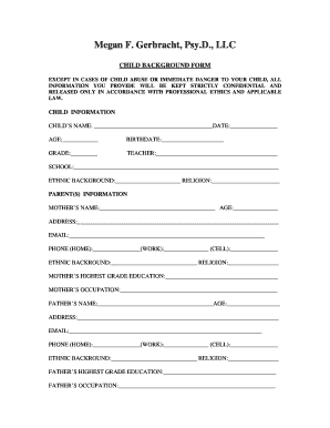 Fillable Online Child Intake Form Fax Email Print - pdfFiller