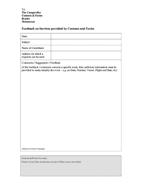Fillable Online Complaints/Feedback Form - Customs and Excise Fax Email ...