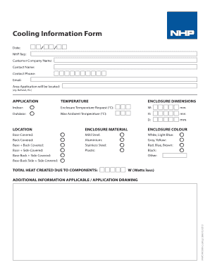 Fillable Online nhp com Cooling Information Form Fax Email Print ...