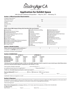 Fillable Online aging Application for Exhibit Space - LeadingAge ...