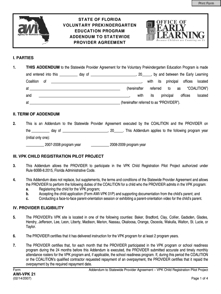 Fillable Online ADDENDUM TO STATEWIDE Fax Email Print - pdfFiller
