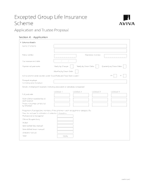 Fillable Online aviva co Excepted Group Life Insurance Scheme - Aviva ...