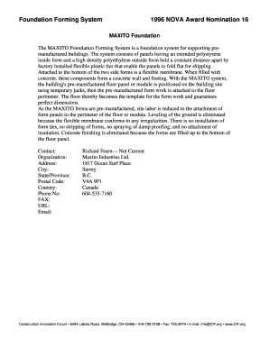 Fillable Online cif MAXITO Foundation - Construction Innovation Forum ...