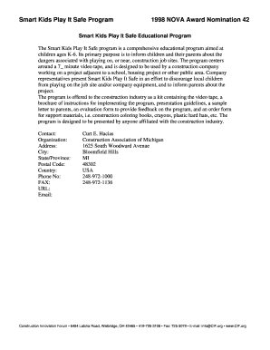 Fillable Online cif Smart Kids Play It Safe Educational Program ...