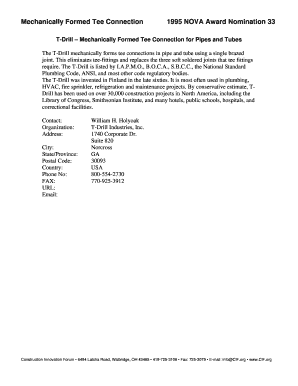 Fillable Online cif T-Drill Mechanically Formed Tee Connection for ...