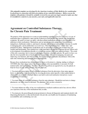 Fillable Online painmed Agreement on Controlled Substances Therapy for ...