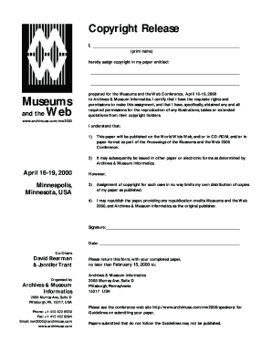 Fillable Online Copyright Release Form (PDF) - Museums and the Web Fax ...