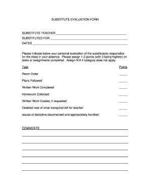 Fillable Online montville SUBSTITUTE EVALUATION FORM SUBSTITUTE TEACHER ... - montville Fax ...