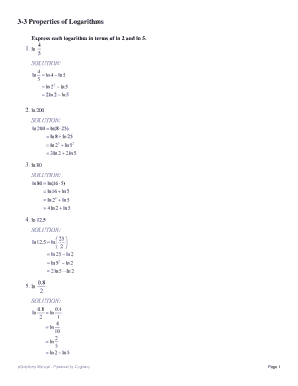 Fillable Online 3-3 Properties of Logarithms Fax Email Print - pdfFiller
