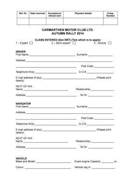 Fillable Online EntryForm V3 PDF - Carmarthen Motor Club Fax Email ...