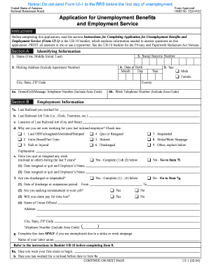 Fillable Online bletgca Railroad Retirement Unemployment Application ...