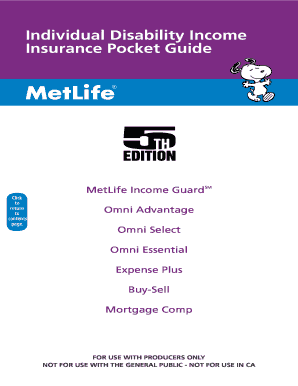Fillable Online Individual Disability Income Insurance Pocket Guide ...