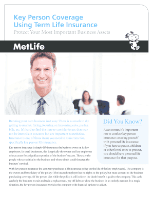 Fillable Online Key Person Coverage Using Term Life Insurance - MetLife ...