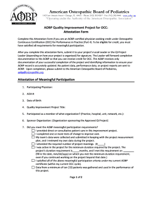Fillable Online aobp AOBP QI Project for OCC: Attestation Form - aobp ...