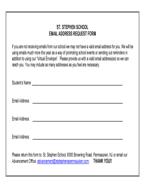 Fillable Online ST. STEPHEN SCHOOL EMAIL ADDRESS REQUEST FORM Fax Email ...