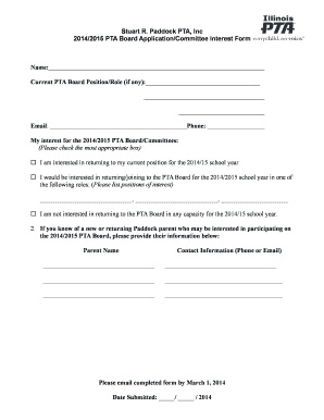 Fillable Online paddockpta 2013.01 PTA Interest Form - Stuart R ...