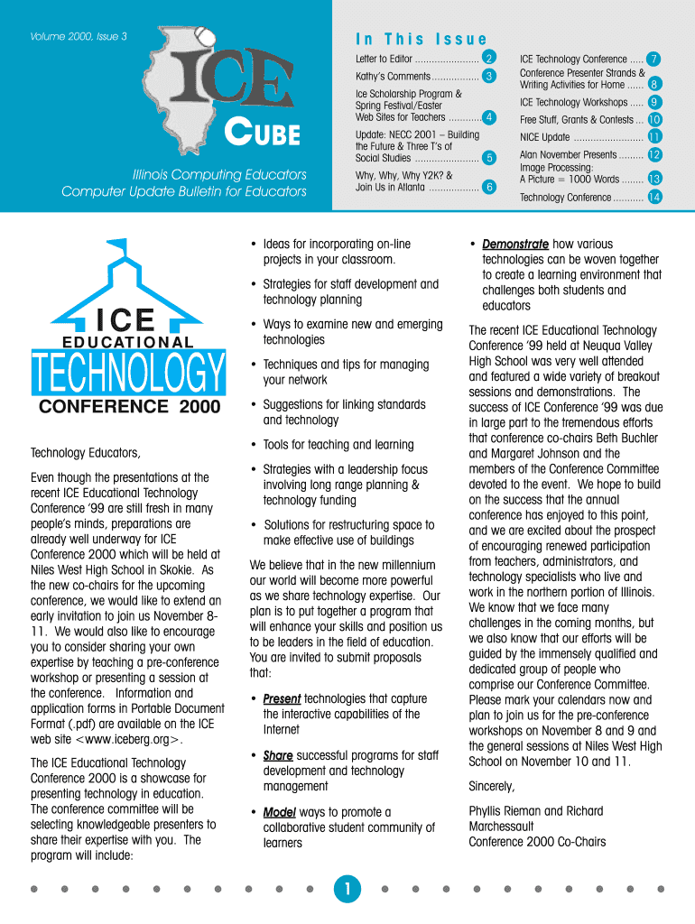 Fillable Online iceberg Volume 2000, Issue 3 In This Issue Letter to ...