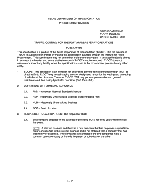 Fillable Online ftp dot state tx 1 13 TEXAS DEPARTMENT OF ...