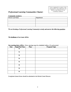 Fillable Online m hawkeyecollege Complete the Professional Learning Communities Charter form pdf ...