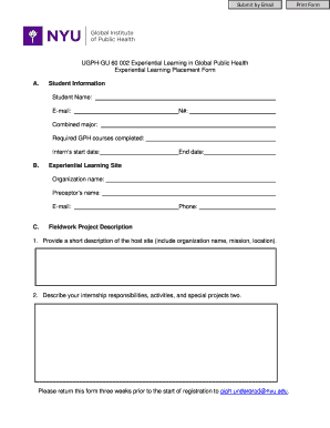 Fillable Online Experiential Learning Placement Form - Global Institute ...
