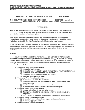 Fillable Online Sample deed restriction language - Geauga Soil and ...