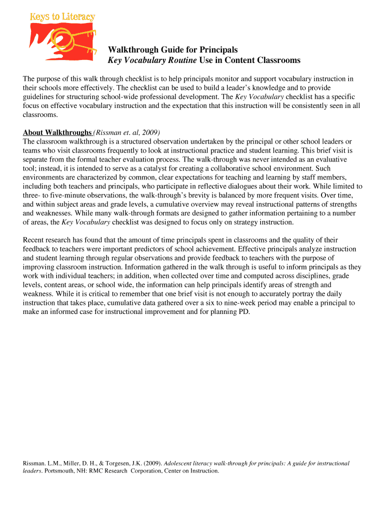 Fillable Online Walkthrough Guide for Principals Fax Email Print ...