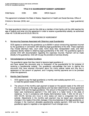 Fillable Online nrcpfc Title IV-E Guardianship Subsidy Agreement CPS ...